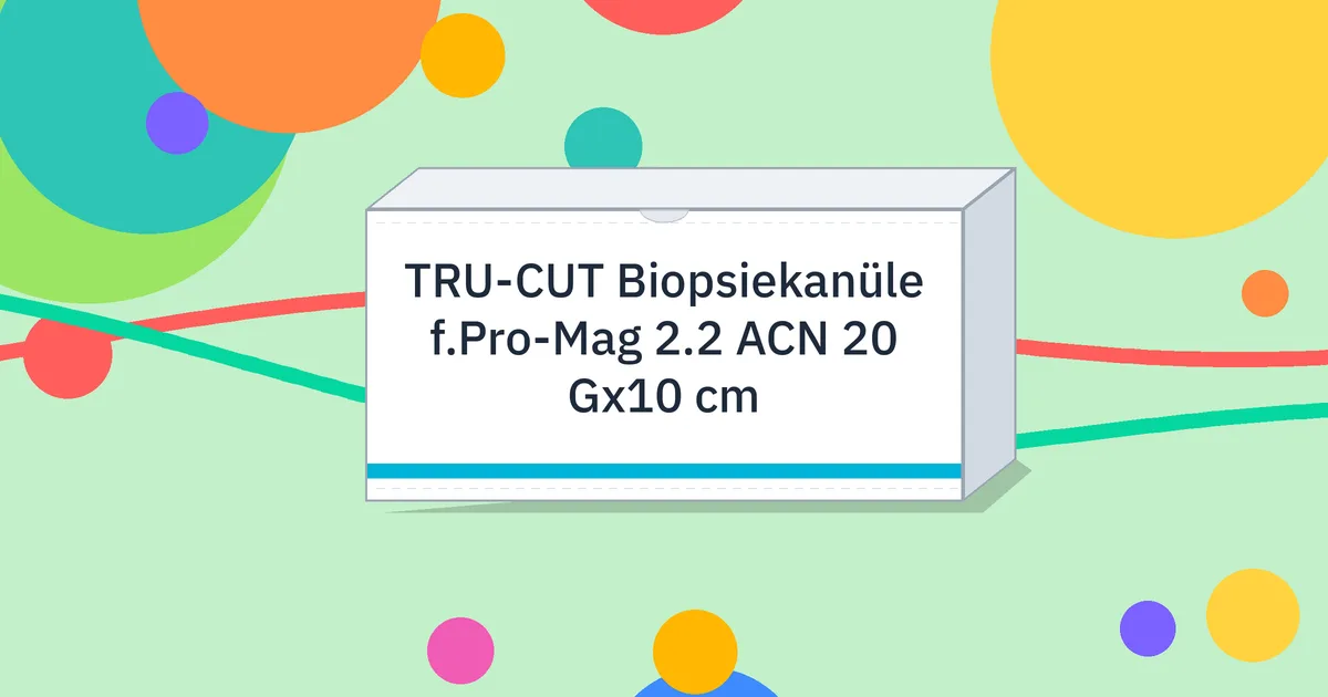 Symbolbild: Packung mit der Aufschrift TRU-CUT Biopsiekanüle f.Pro-Mag 2.2 ACN 20 Gx10 cm (PZN 07096658) – Verfügbarkeit und Bezug in Apotheken in Frankfurt am Main