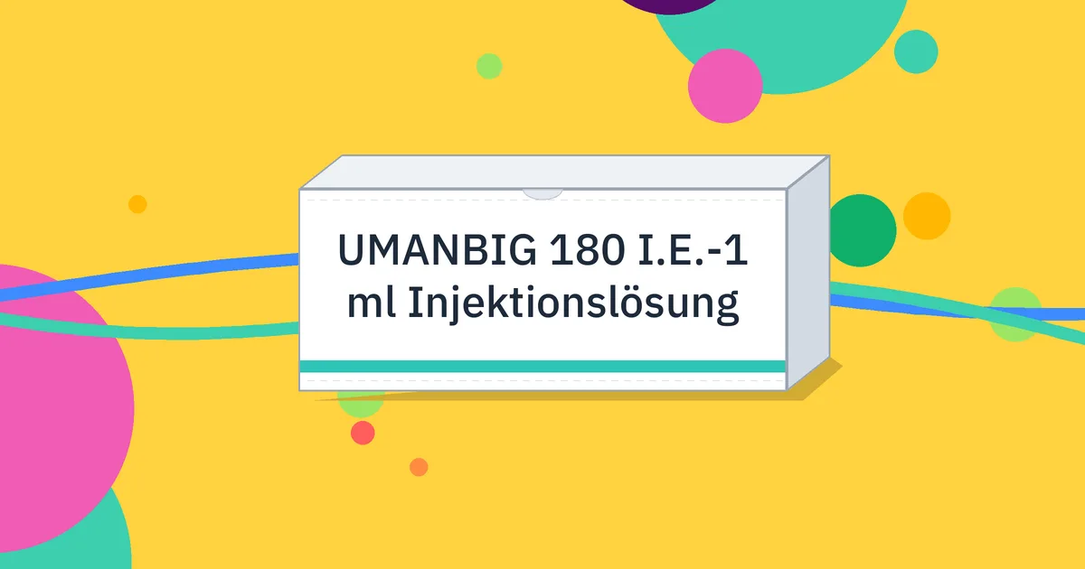 Symbolbild: Packung mit der Aufschrift UMANBIG 180 I.E.-1 ml Injektionslösung (PZN 09404354) – Verfügbarkeit und Bezug in Apotheken in Frankfurt am Main