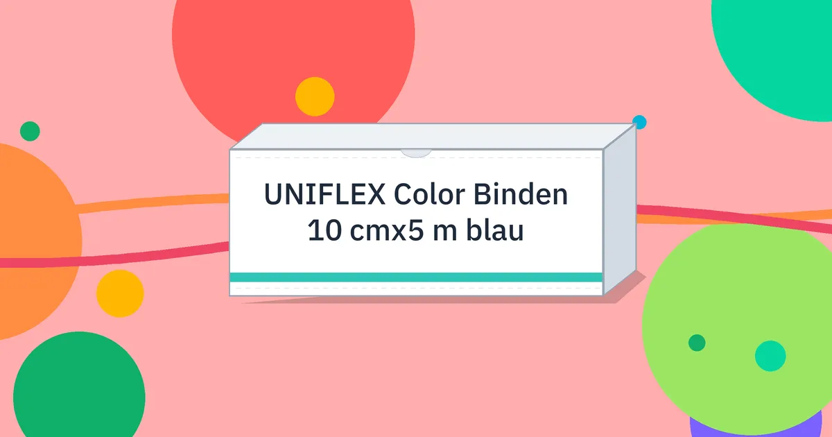 Symbolbild: Packung mit der Aufschrift UNIFLEX Color Binden 10 cmx5 m blau (PZN 13870961) – Verfügbarkeit und Bezug in Apotheken in Frankfurt am Main