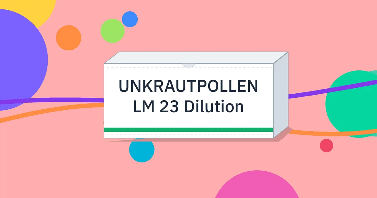Symbolbild: Packung mit der Aufschrift UNKRAUTPOLLEN LM 23 Dilution (PZN 13255919) – Verfügbarkeit und Bezug in Apotheken in Frankfurt am Main