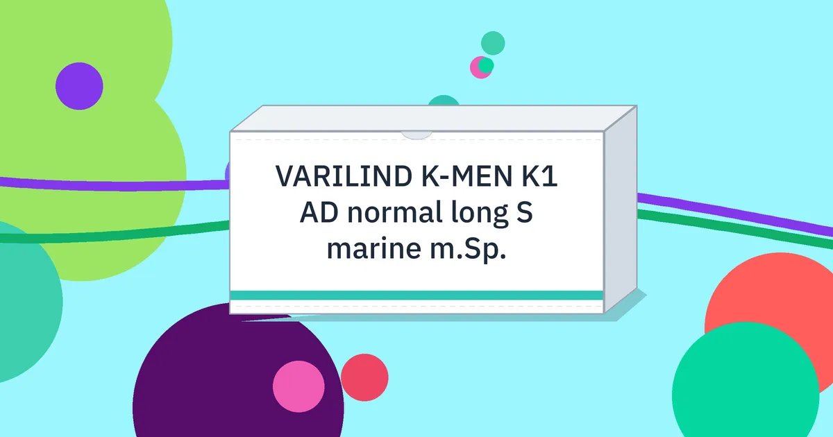 Symbolbild: Packung mit der Aufschrift VARILIND K-MEN K1 AD normal long S marine m.Sp. (PZN 20568961) – Verfügbarkeit und Bezug in Apotheken in Frankfurt am Main