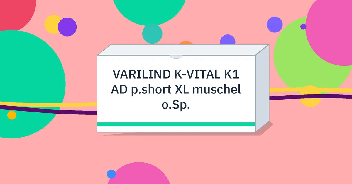 Symbolbild: Packung mit der Aufschrift VARILIND K-VITAL K1 AD p.short XL muschel o.Sp. (PZN 20567306) – Verfügbarkeit und Bezug in Apotheken in Frankfurt am Main