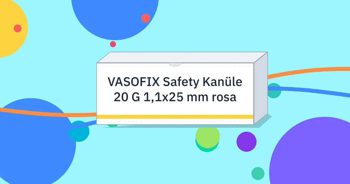 Symbolbild: Packung mit der Aufschrift VASOFIX Safety Kanüle 20 G 1,1x25 mm rosa (PZN 11178215) – Verfügbarkeit und Bezug in Apotheken in Frankfurt am Main