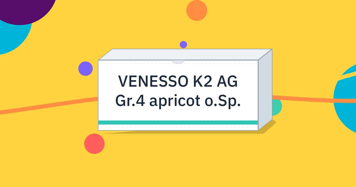 Symbolbild: Packung mit der Aufschrift VENESSO K2 AG Gr.4 apricot o.Sp. (PZN 03279534) – Verfügbarkeit und Bezug in Apotheken in Frankfurt am Main
