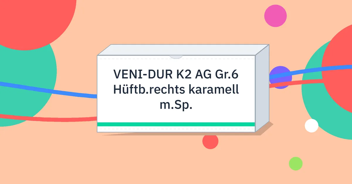 Symbolbild: Packung mit der Aufschrift VENI-DUR K2 AG Gr.6 Hüftb.rechts karamell m.Sp. (PZN 13760391) – Verfügbarkeit und Bezug in Apotheken in Frankfurt am Main