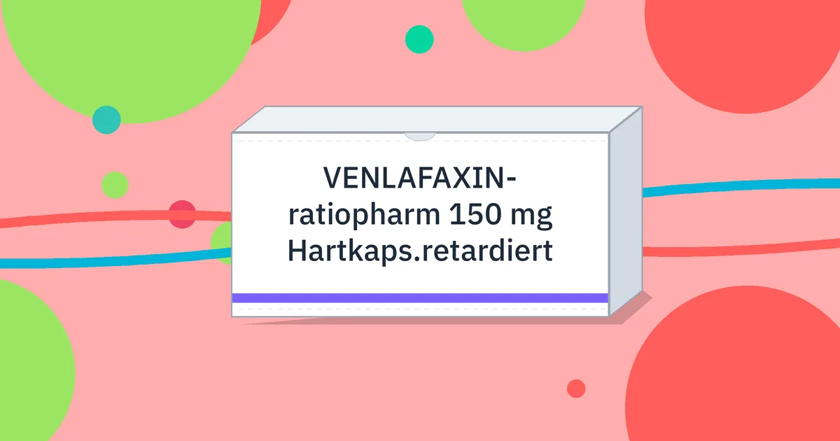 Symbolbild: Packung mit der Aufschrift VENLAFAXIN-ratiopharm 150 mg Hartkaps.retardiert (PZN 07023056) – Verfügbarkeit und Bezug in Apotheken in Frankfurt am Main