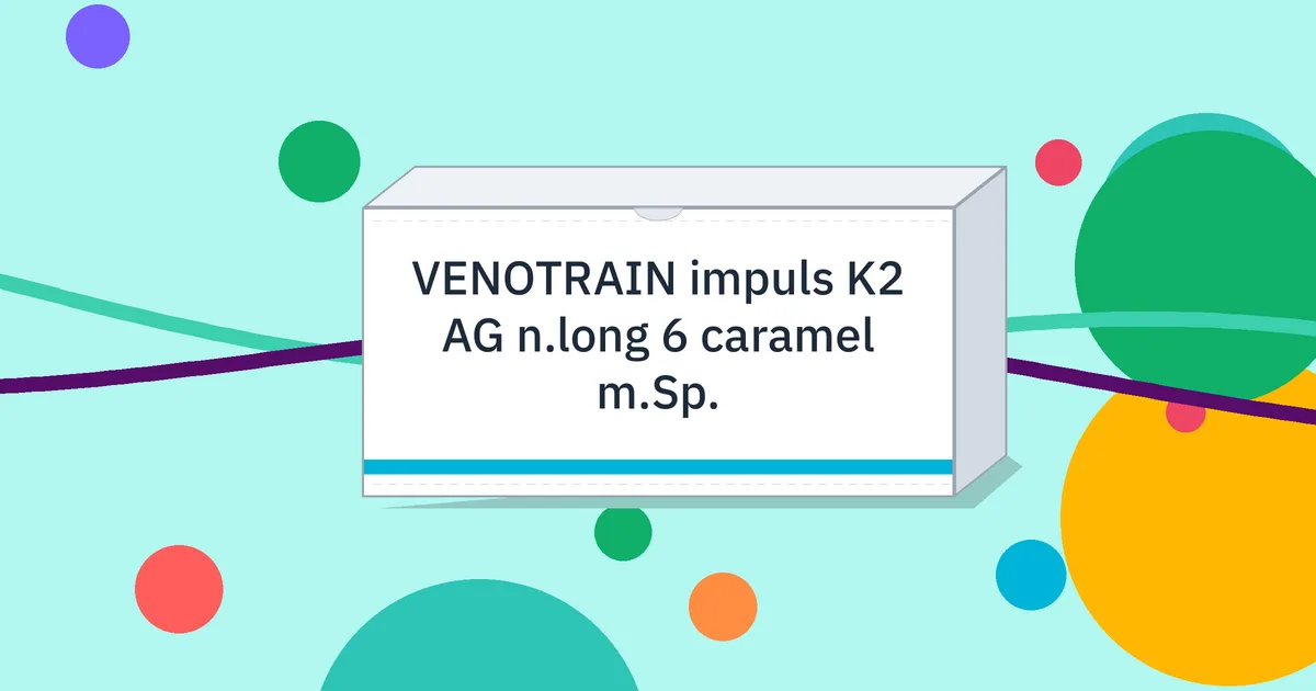 Symbolbild: Packung mit der Aufschrift VENOTRAIN impuls K2 AG n.long 6 caramel m.Sp. (PZN 00493534) – Verfügbarkeit und Bezug in Apotheken in Frankfurt am Main