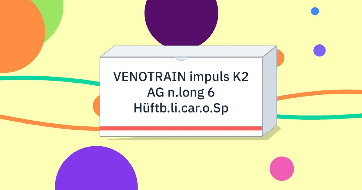 Symbolbild: Packung mit der Aufschrift VENOTRAIN impuls K2 AG n.long 6 Hüftb.li.car.o.Sp (PZN 08424024) – Verfügbarkeit und Bezug in Apotheken in Frankfurt am Main