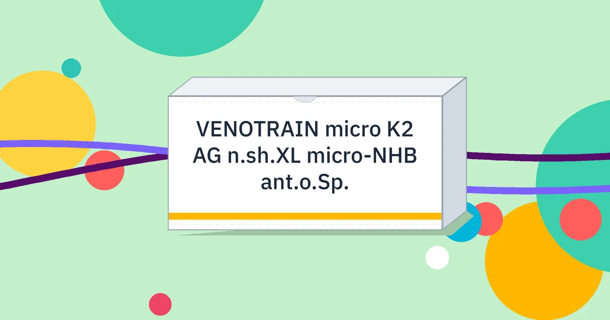 Symbolbild: Packung mit der Aufschrift VENOTRAIN micro K2 AG n.sh.XL micro-NHB ant.o.Sp. (PZN 16067443) – Verfügbarkeit und Bezug in Apotheken in Frankfurt am Main