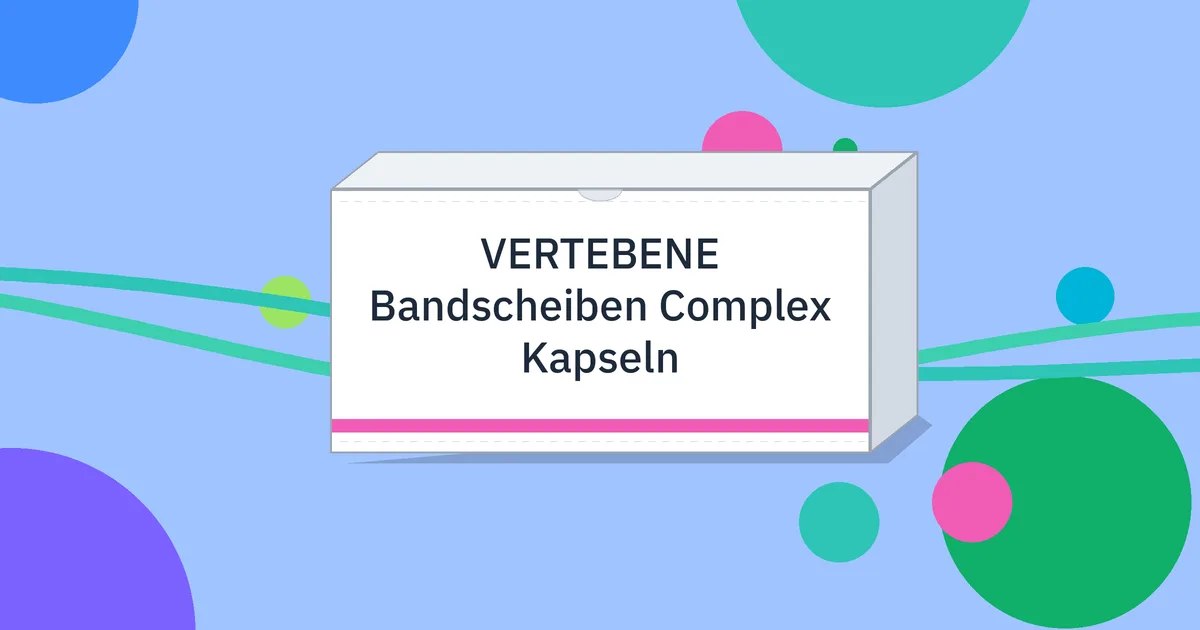 Symbolbild: Packung mit der Aufschrift VERTEBENE Bandscheiben Complex Kapseln (PZN 20025060) – Verfügbarkeit und Bezug in Apotheken in Frankfurt am Main