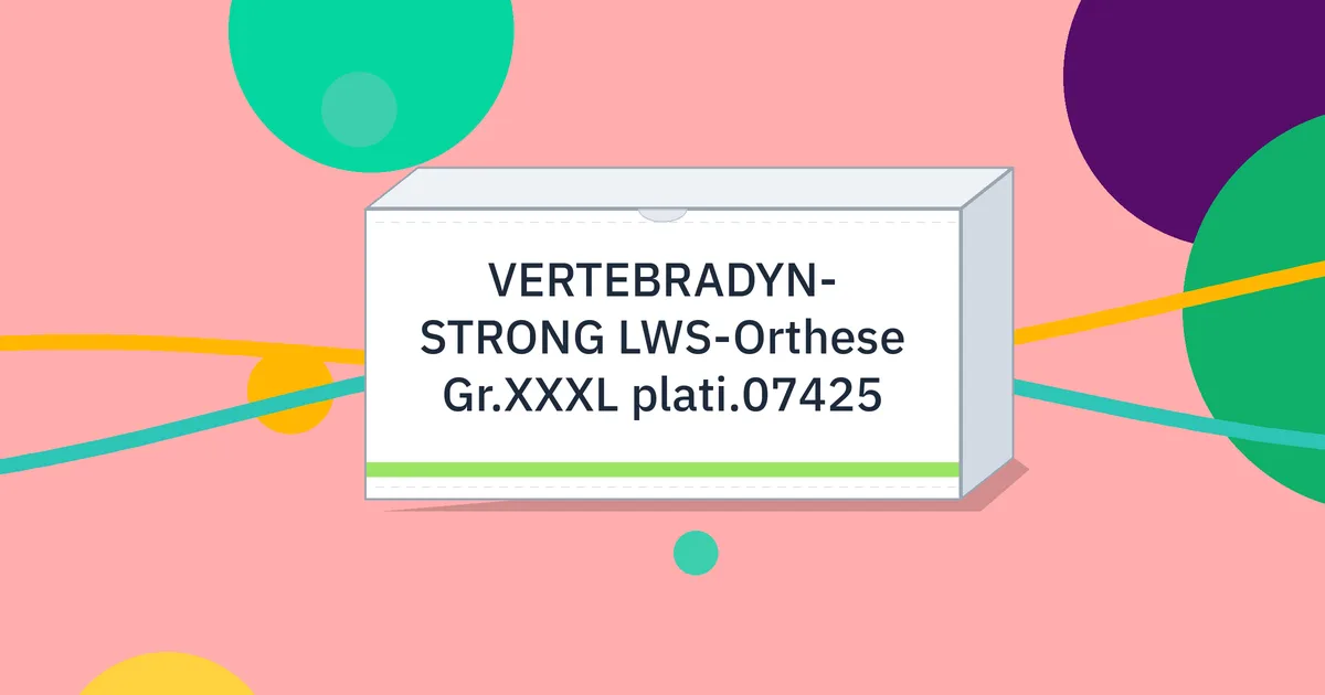 Symbolbild: Packung mit der Aufschrift VERTEBRADYN-STRONG LWS-Orthese Gr.XXXL plati.07425 (PZN 09543452) – Verfügbarkeit und Bezug in Apotheken in Frankfurt am Main