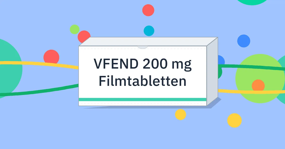 Symbolbild: Packung mit der Aufschrift VFEND 200 mg Filmtabletten (PZN 02704633) – Verfügbarkeit und Bezug in Apotheken in Frankfurt am Main