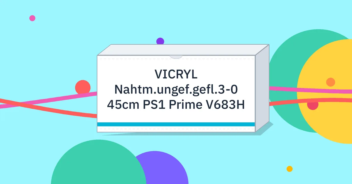 Symbolbild: Packung mit der Aufschrift VICRYL Nahtm.ungef.gefl.3-0 45cm PS1 Prime V683H (PZN 16798371) – Verfügbarkeit und Bezug in Apotheken in Frankfurt am Main