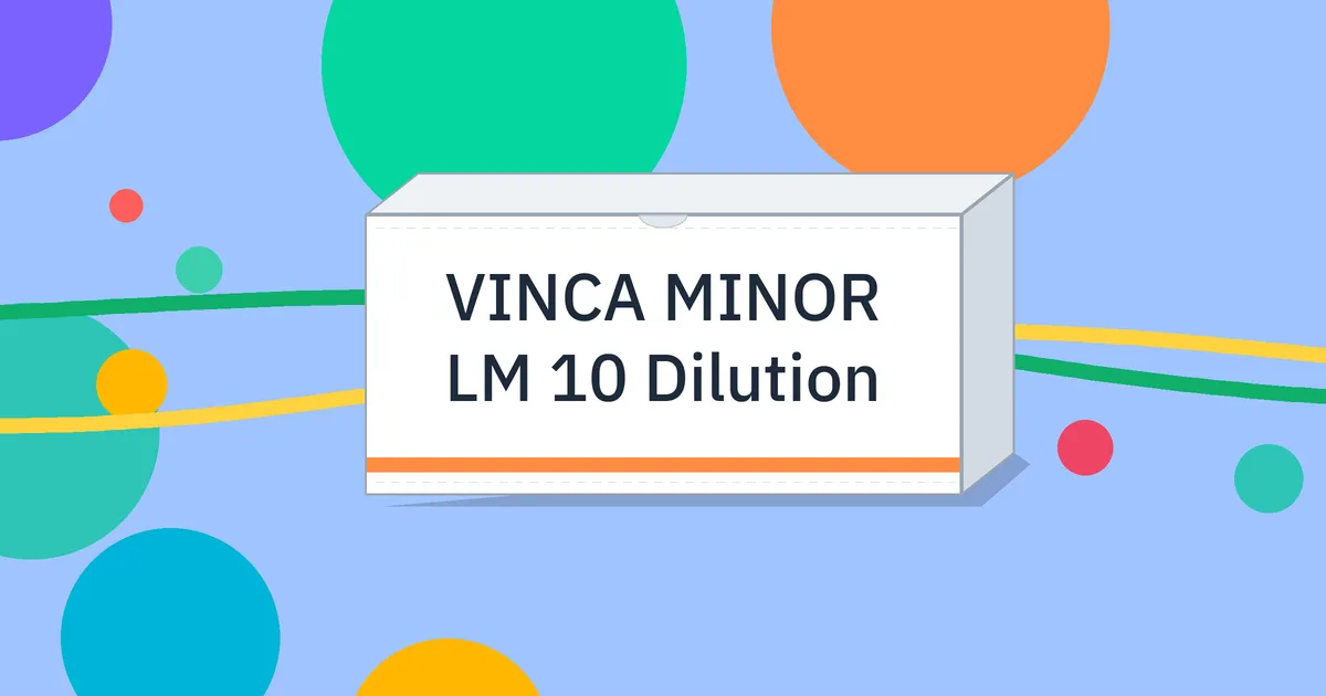 Symbolbild: Packung mit der Aufschrift VINCA MINOR LM 10 Dilution (PZN 13273604) – Verfügbarkeit und Bezug in Apotheken in Frankfurt am Main
