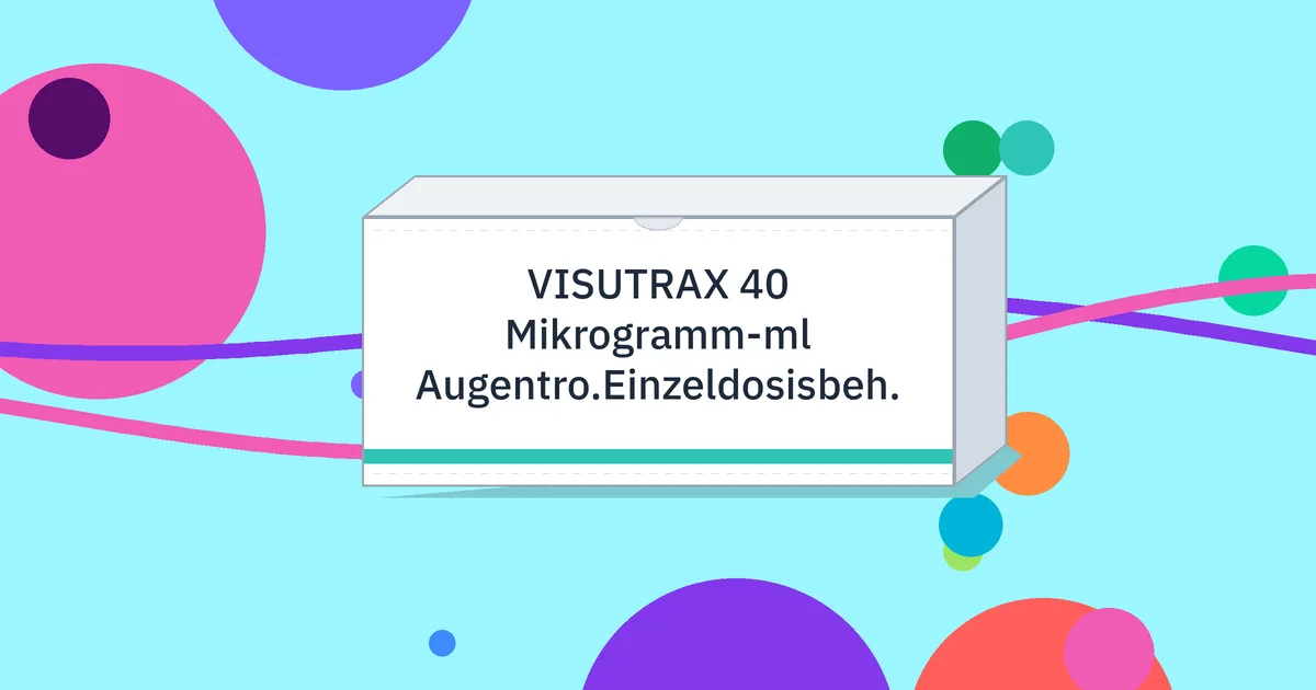 Symbolbild: Packung mit der Aufschrift VISUTRAX 40 Mikrogramm-ml Augentro.Einzeldosisbeh. (PZN 17511756) – Verfügbarkeit und Bezug in Apotheken in Frankfurt am Main