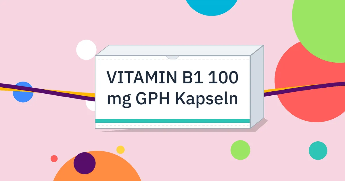 Symbolbild: Packung mit der Aufschrift VITAMIN B1 100 mg GPH Kapseln (PZN 16570685) – Verfügbarkeit und Bezug in Apotheken in Frankfurt am Main