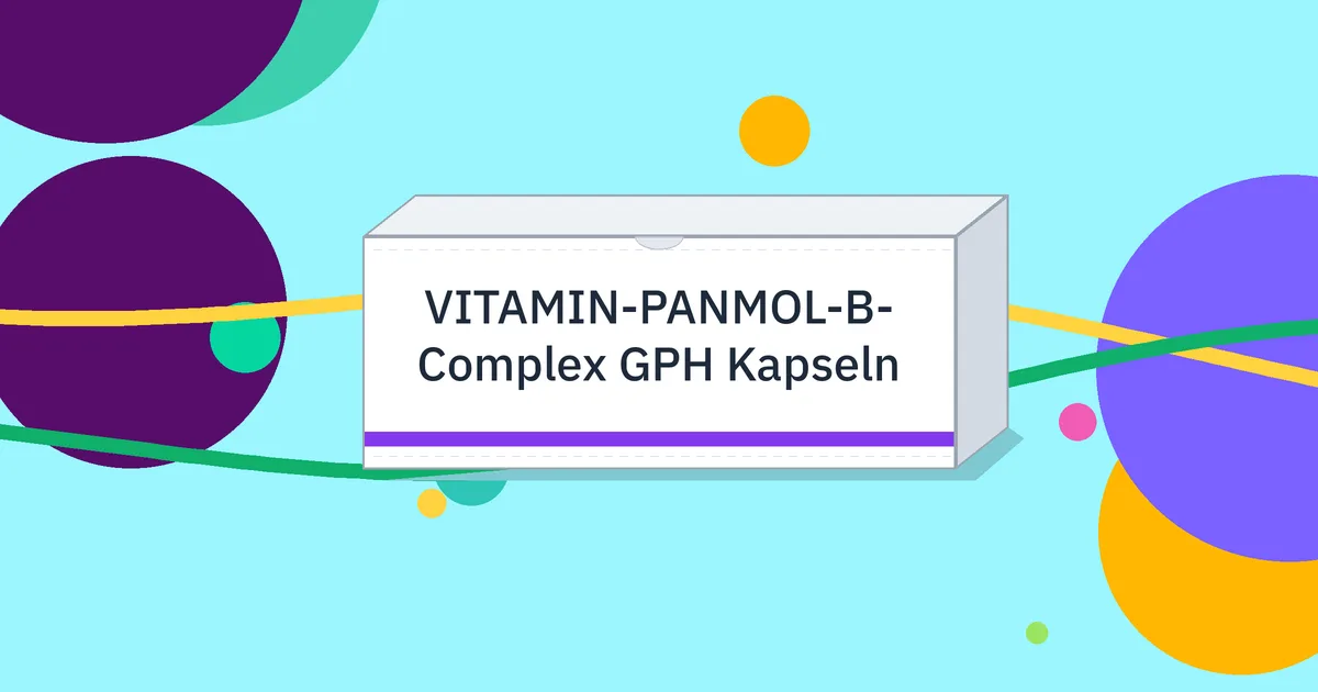 Symbolbild: Packung mit der Aufschrift VITAMIN-PANMOL-B-Complex GPH Kapseln (PZN 07351151) – Verfügbarkeit und Bezug in Apotheken in Frankfurt am Main