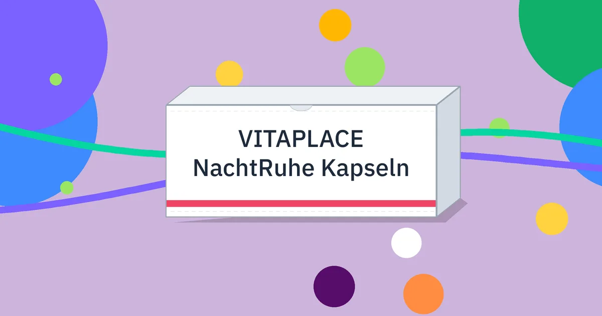 Symbolbild: Packung mit der Aufschrift VITAPLACE NachtRuhe Kapseln (PZN 16206353) – Verfügbarkeit und Bezug in Apotheken in Frankfurt am Main