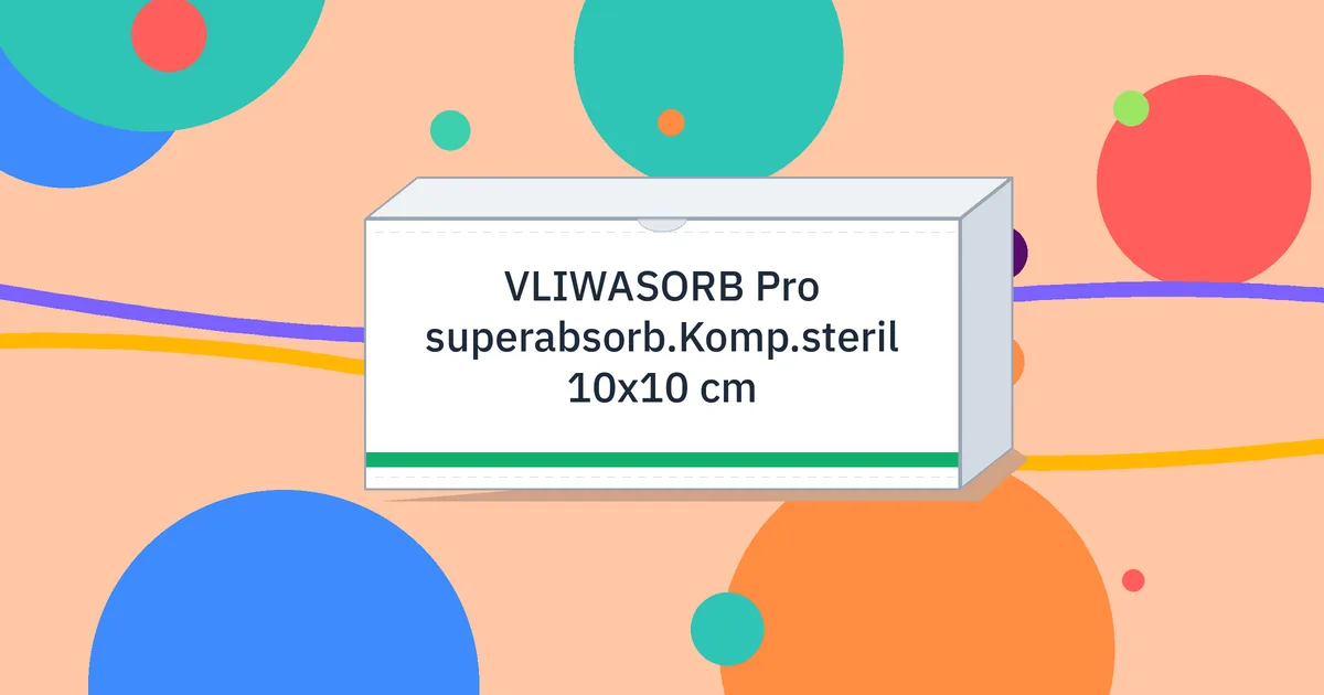 Symbolbild: Packung mit der Aufschrift VLIWASORB Pro superabsorb.Komp.steril 10x10 cm (PZN 17615450) – Verfügbarkeit und Bezug in Apotheken in Frankfurt am Main