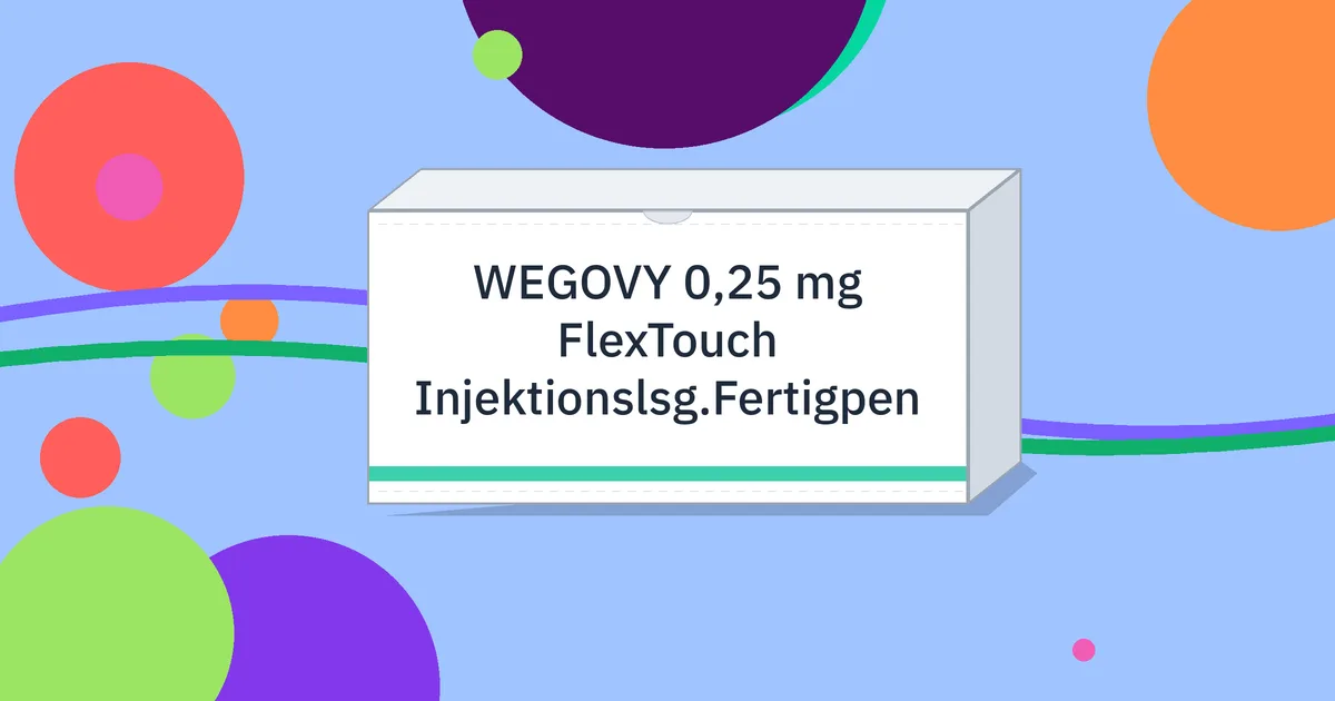 Symbolbild: Packung mit der Aufschrift WEGOVY 0,25 mg FlexTouch Injektionslsg.Fertigpen (PZN 19515741) – Verfügbarkeit und Bezug in Apotheken in Frankfurt am Main