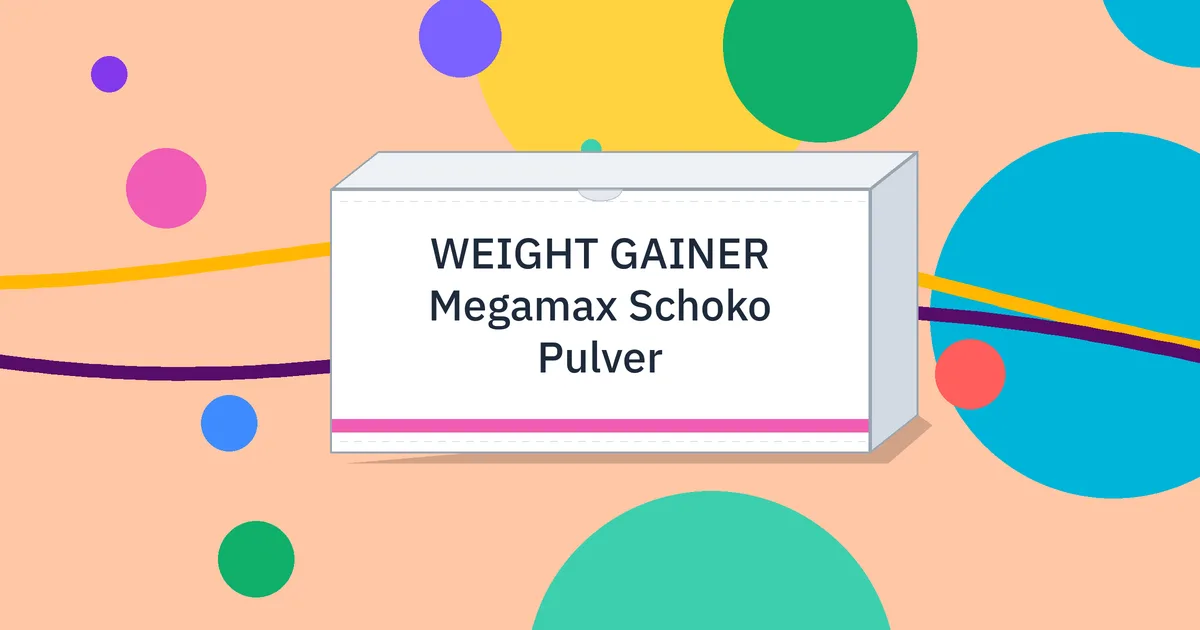 Symbolbild: Packung mit der Aufschrift WEIGHT GAINER Megamax Schoko Pulver (PZN 07345972) – Verfügbarkeit und Bezug in Apotheken in Frankfurt am Main