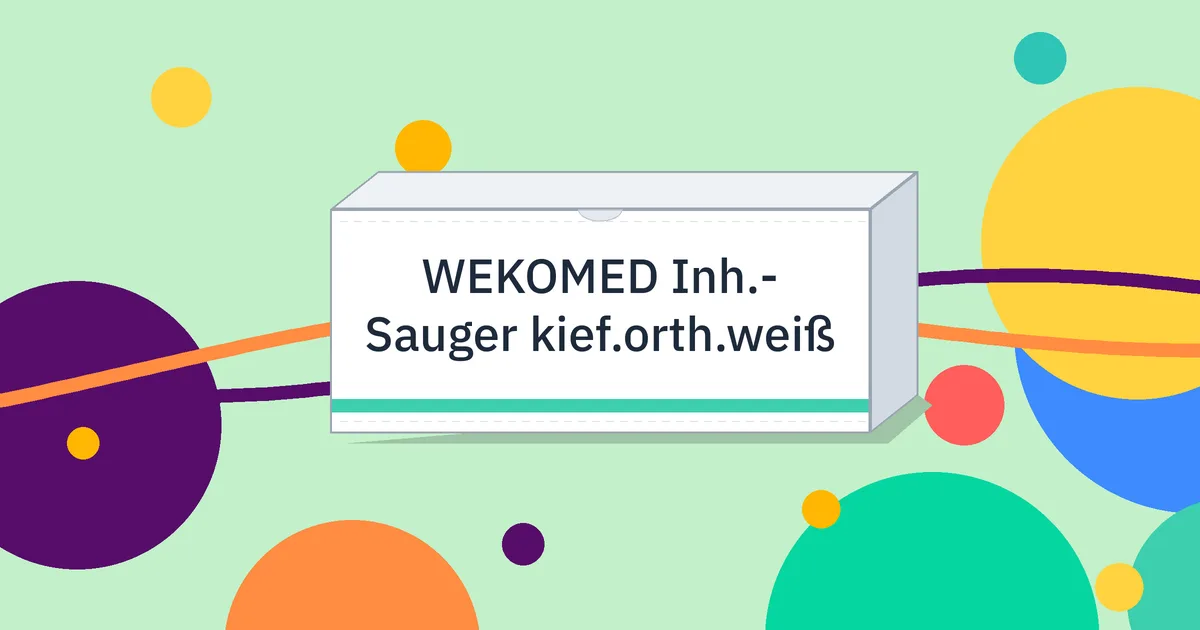 Symbolbild: Packung mit der Aufschrift WEKOMED Inh.-Sauger kief.orth.weiß (PZN 03823972) – Verfügbarkeit und Bezug in Apotheken in Frankfurt am Main