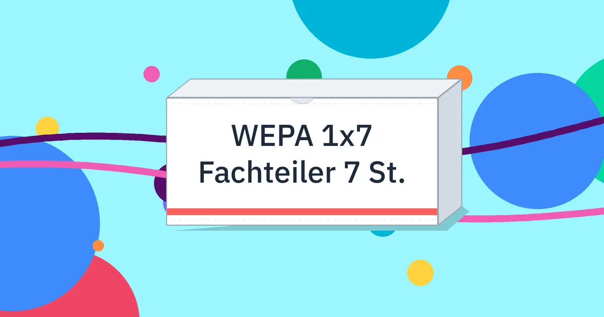 Symbolbild: Packung mit der Aufschrift WEPA 1x7 Fachteiler 7 St. (PZN 18877933) – Verfügbarkeit und Bezug in Apotheken in Frankfurt am Main