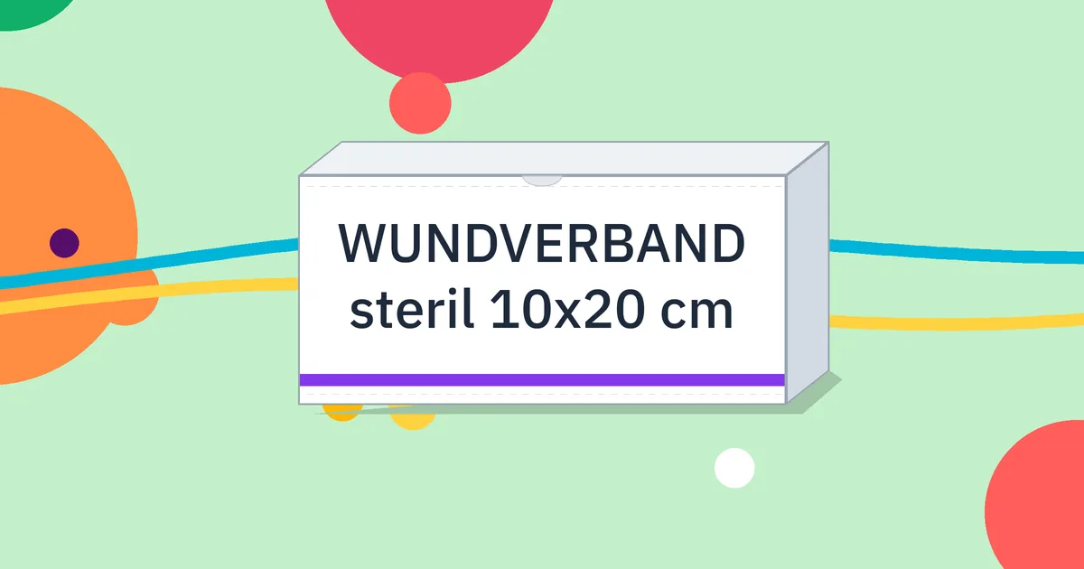 Symbolbild: Packung mit der Aufschrift WUNDVERBAND steril 10x20 cm (PZN 19813705) – Verfügbarkeit und Bezug in Apotheken in Frankfurt am Main