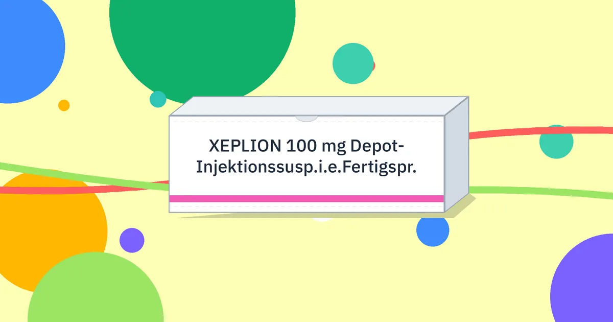 Symbolbild: Packung mit der Aufschrift XEPLION 100 mg Depot-Injektionssusp.i.e.Fertigspr. (PZN 12615451) – Verfügbarkeit und Bezug in Apotheken in Frankfurt am Main