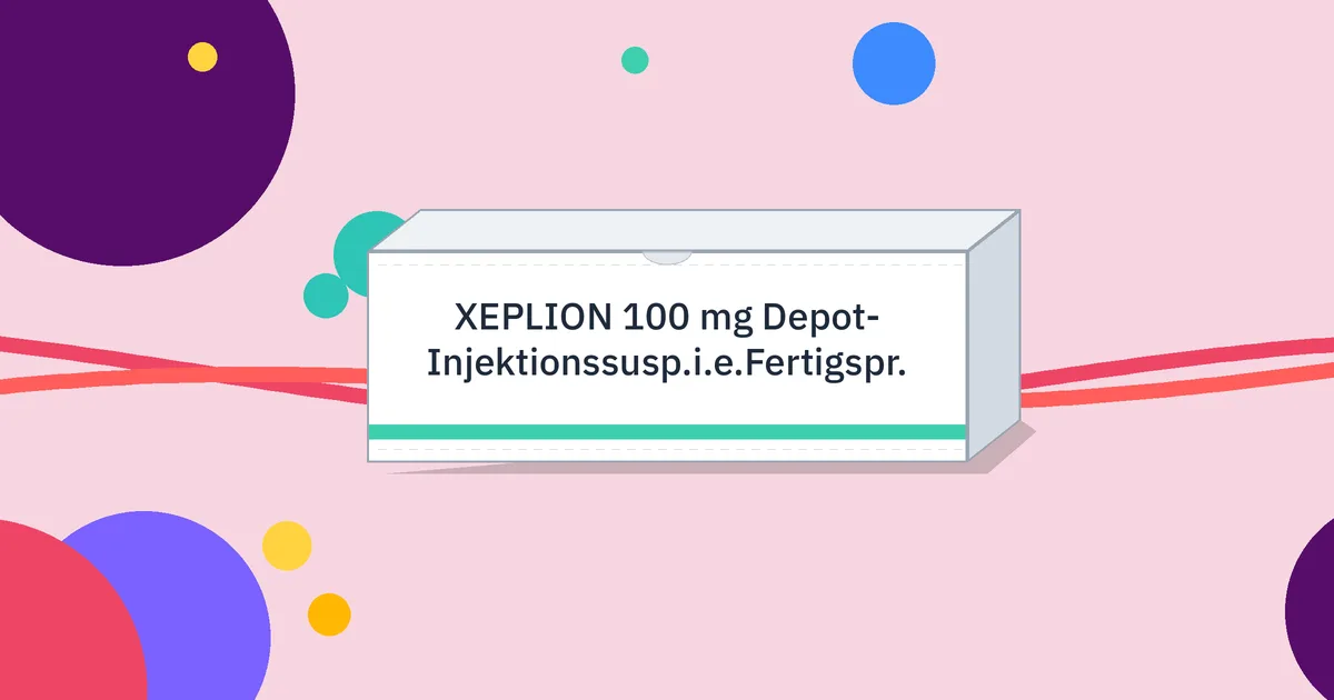 Symbolbild: Packung mit der Aufschrift XEPLION 100 mg Depot-Injektionssusp.i.e.Fertigspr. (PZN 14140176) – Verfügbarkeit und Bezug in Apotheken in Frankfurt am Main