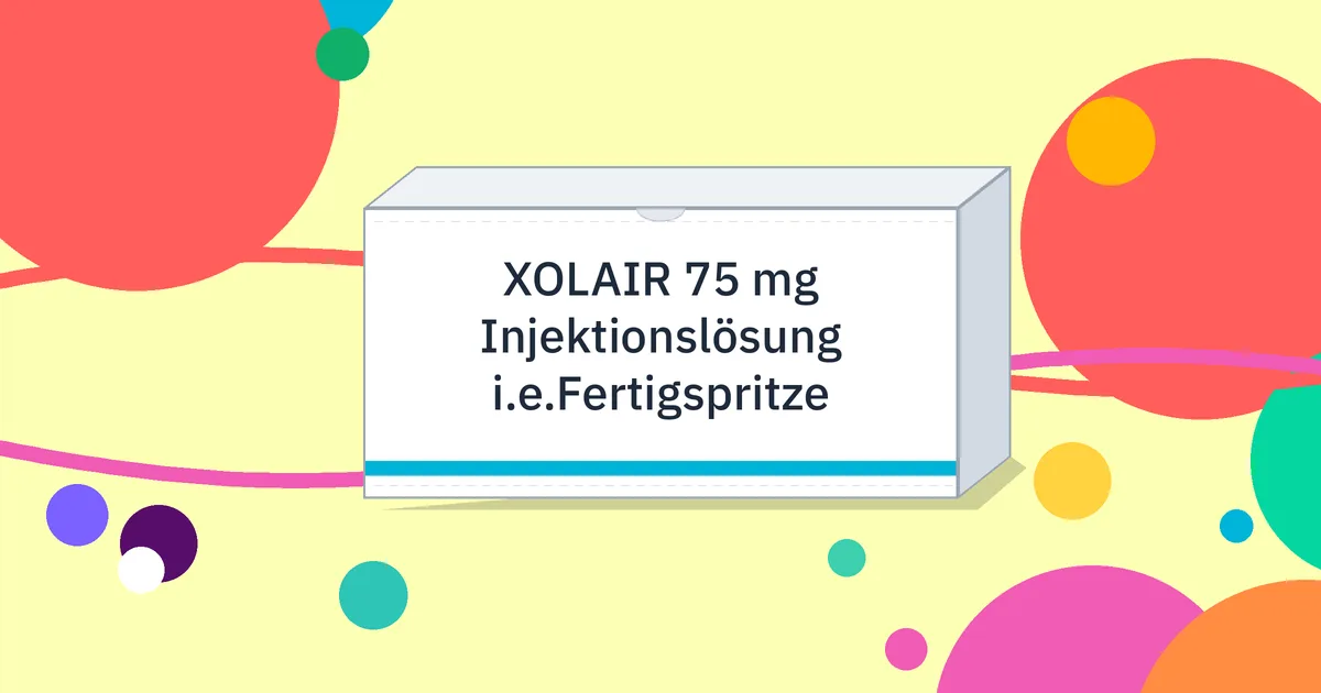Symbolbild: Packung mit der Aufschrift XOLAIR 75 mg Injektionslösung i.e.Fertigspritze (PZN 18756365) – Verfügbarkeit und Bezug in Apotheken in Frankfurt am Main