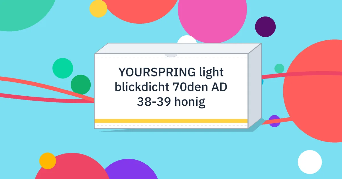 Symbolbild: Packung mit der Aufschrift YOURSPRING light blickdicht 70den AD 38-39 honig (PZN 18056656) – Verfügbarkeit und Bezug in Apotheken in Frankfurt am Main