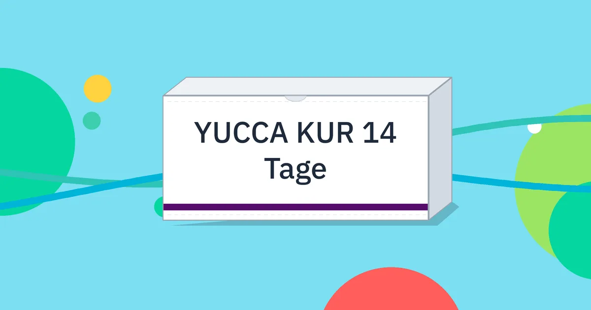 Symbolbild: Packung mit der Aufschrift YUCCA KUR 14 Tage (PZN 00692771) – Verfügbarkeit und Bezug in Apotheken in Frankfurt am Main