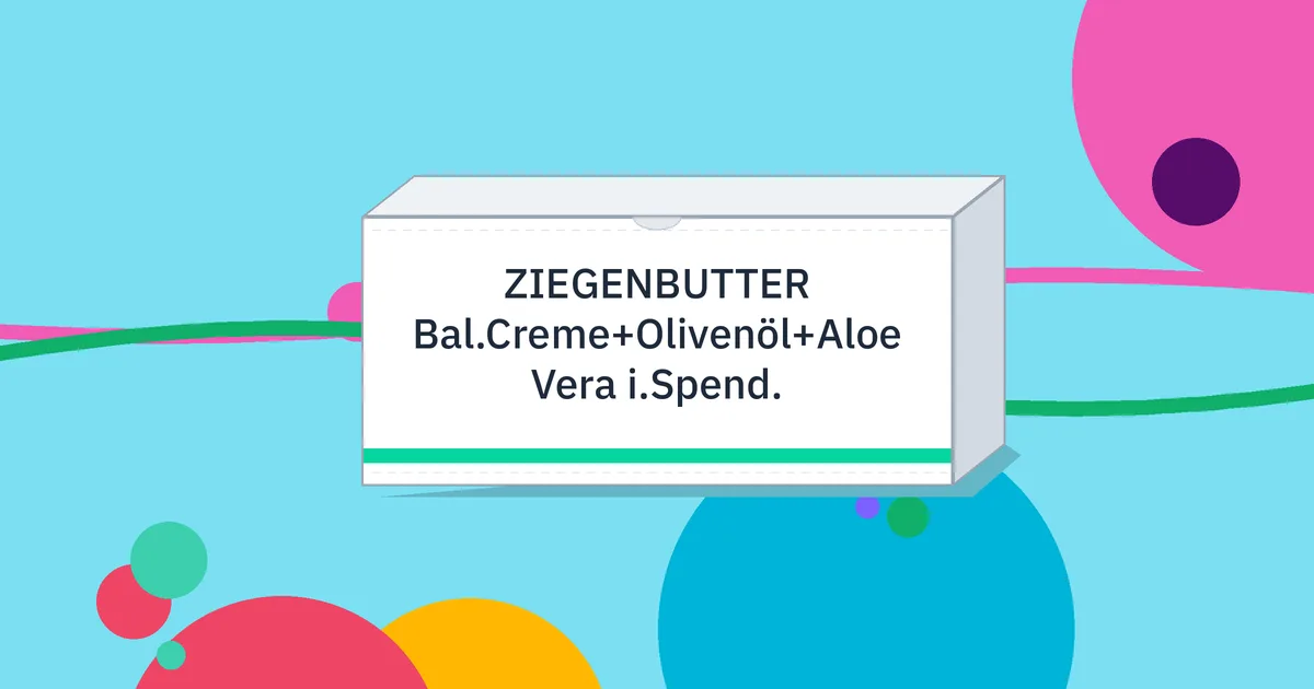 Symbolbild: Packung mit der Aufschrift ZIEGENBUTTER Bal.Creme+Olivenöl+Aloe Vera i.Spend. (PZN 11026439) – Verfügbarkeit und Bezug in Apotheken in Frankfurt am Main