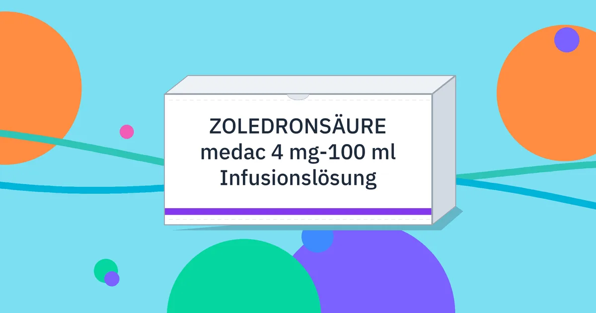 Symbolbild: Packung mit der Aufschrift ZOLEDRONSÄURE medac 4 mg-100 ml Infusionslösung (PZN 01477000) – Verfügbarkeit und Bezug in Apotheken in Frankfurt am Main