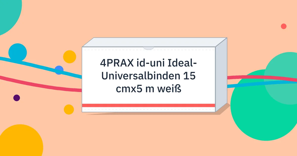 Symbolbild: Packung mit der Aufschrift 4PRAX id-uni Ideal-Universalbinden 15 cmx5 m weiß (PZN 20230512) – Verfügbarkeit und Bezug in Apotheken in Frankfurt am Main