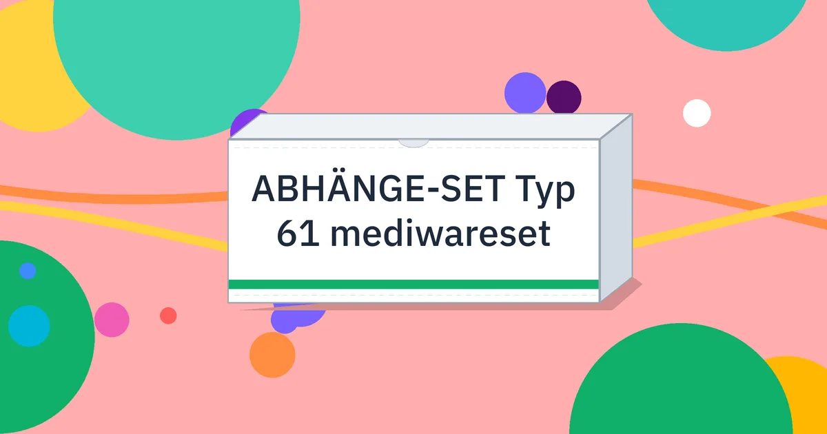 Symbolbild: Packung mit der Aufschrift ABHÄNGE-SET Typ 61 mediwareset (PZN 19548686) – Verfügbarkeit und Bezug in Apotheken in Frankfurt am Main
