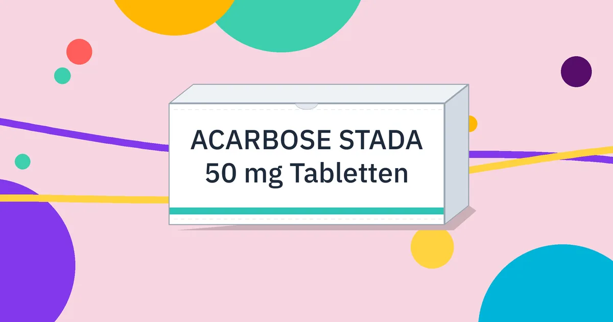 Symbolbild: Packung mit der Aufschrift ACARBOSE STADA 50 mg Tabletten (PZN 05528384) – Verfügbarkeit und Bezug in Apotheken in Frankfurt am Main