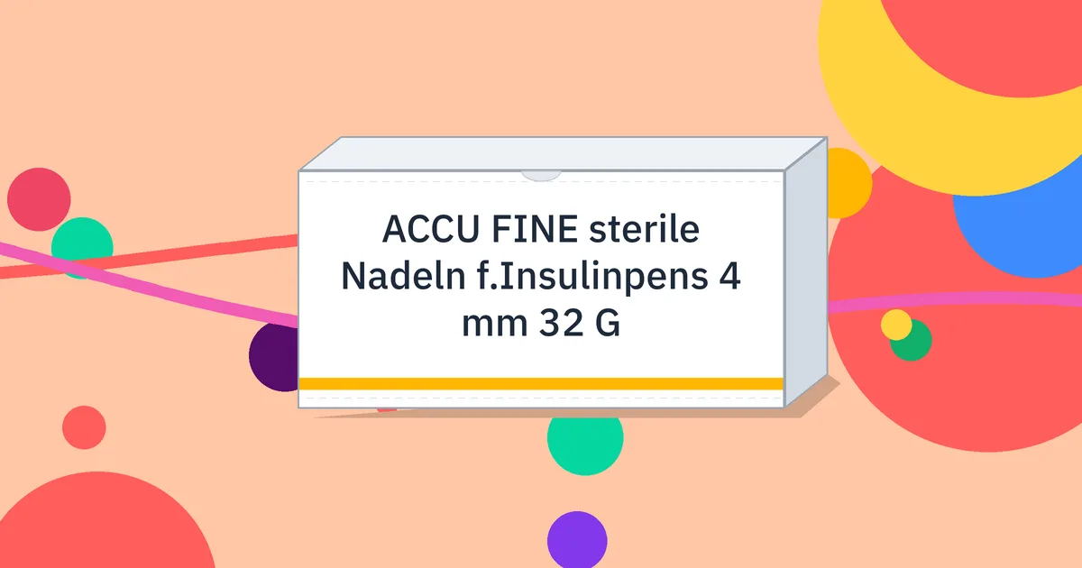 Symbolbild: Packung mit der Aufschrift ACCU FINE sterile Nadeln f.Insulinpens 4 mm 32 G (PZN 16021079) – Verfügbarkeit und Bezug in Apotheken in Frankfurt am Main