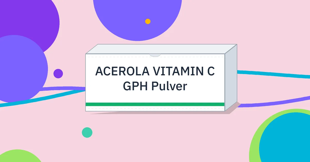 Symbolbild: Packung mit der Aufschrift ACEROLA VITAMIN C GPH Pulver (PZN 10145840) – Verfügbarkeit und Bezug in Apotheken in Frankfurt am Main