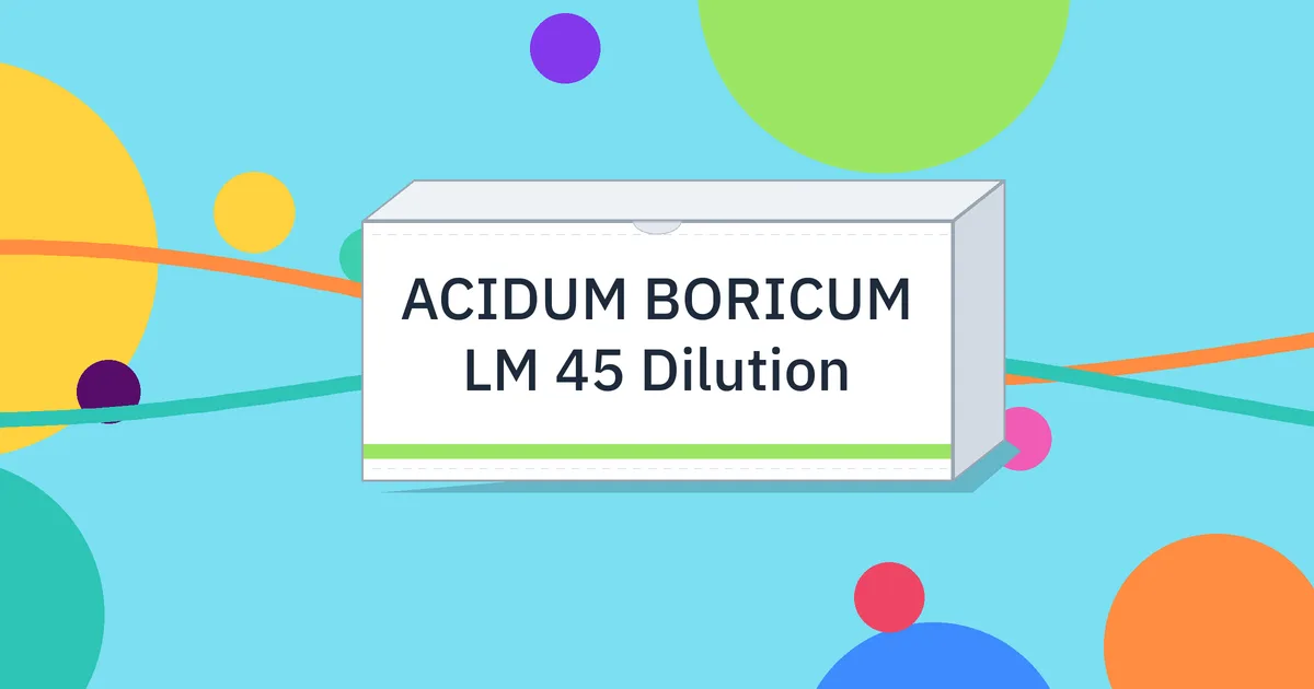 Symbolbild: Packung mit der Aufschrift ACIDUM BORICUM LM 45 Dilution (PZN 13270215) – Verfügbarkeit und Bezug in Apotheken in Frankfurt am Main