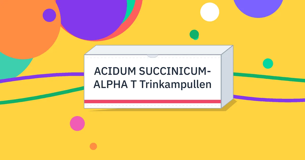 Symbolbild: Packung mit der Aufschrift ACIDUM SUCCINICUM-ALPHA T Trinkampullen (PZN 10219857) – Verfügbarkeit und Bezug in Apotheken in Frankfurt am Main