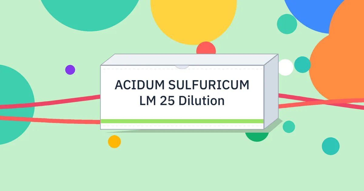 Symbolbild: Packung mit der Aufschrift ACIDUM SULFURICUM LM 25 Dilution (PZN 12754170) – Verfügbarkeit und Bezug in Apotheken in Frankfurt am Main