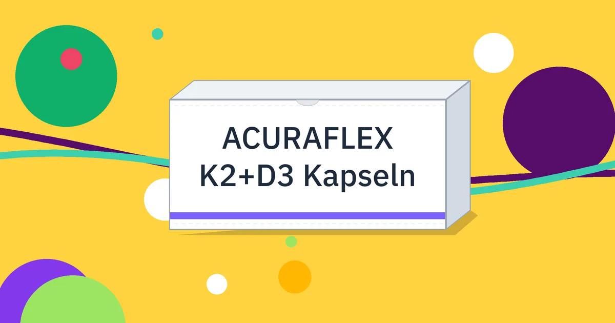 Symbolbild: Packung mit der Aufschrift ACURAFLEX K2+D3 Kapseln (PZN 19776683) – Verfügbarkeit und Bezug in Apotheken in Frankfurt am Main