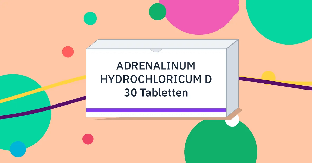 Symbolbild: Packung mit der Aufschrift ADRENALINUM HYDROCHLORICUM D 30 Tabletten (PZN 07157555) – Verfügbarkeit und Bezug in Apotheken in Frankfurt am Main