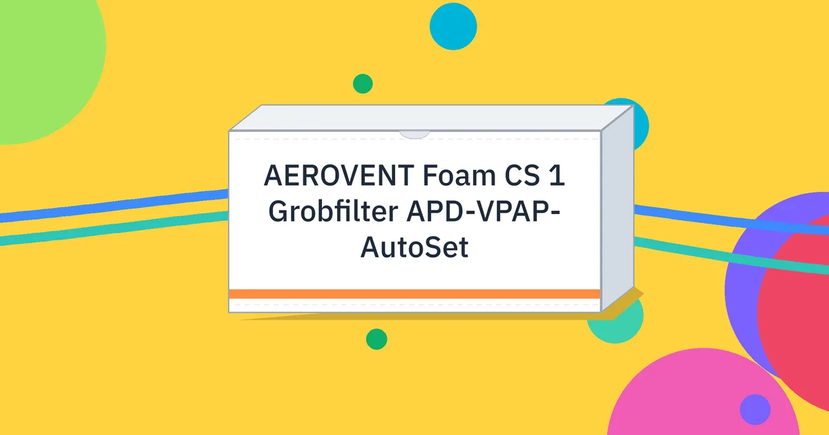 Symbolbild: Packung mit der Aufschrift AEROVENT Foam CS 1 Grobfilter APD-VPAP-AutoSet (PZN 01076844) – Verfügbarkeit und Bezug in Apotheken in Frankfurt am Main