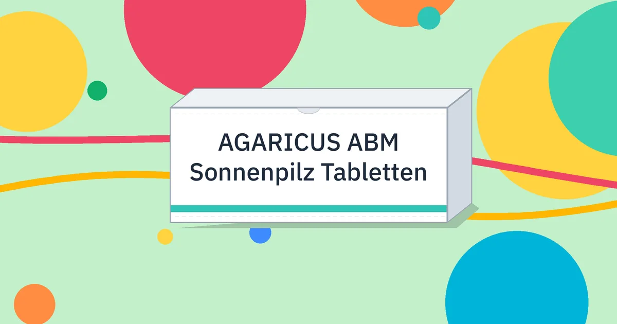 Symbolbild: Packung mit der Aufschrift AGARICUS ABM Sonnenpilz Tabletten (PZN 11667210) – Verfügbarkeit und Bezug in Apotheken in Frankfurt am Main
