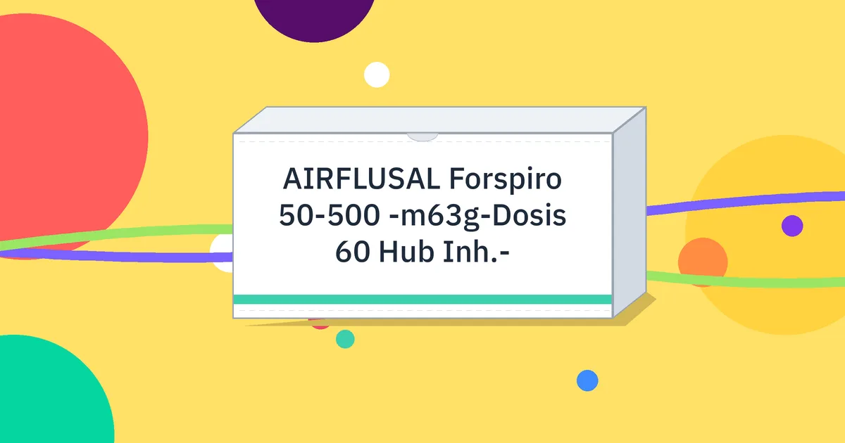 Symbolbild: Packung mit der Aufschrift AIRFLUSAL Forspiro 50-500 -m63g-Dosis 60 Hub Inh.- (PZN 19107232) – Verfügbarkeit und Bezug in Apotheken in Frankfurt am Main