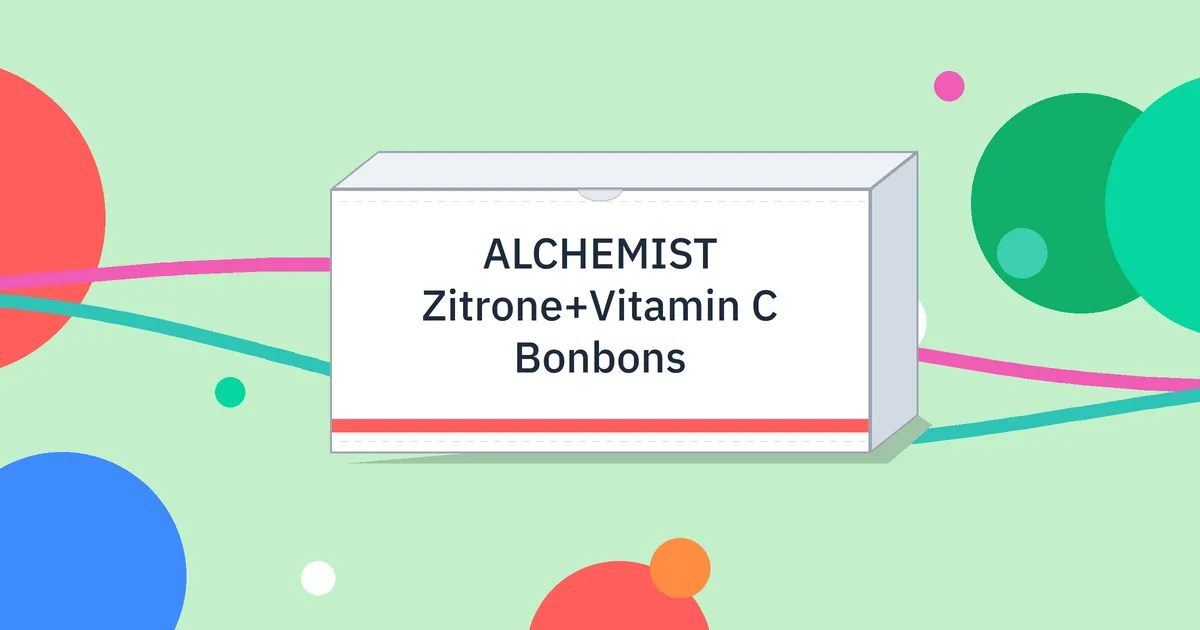 Symbolbild: Packung mit der Aufschrift ALCHEMIST Zitrone+Vitamin C Bonbons (PZN 17153104) – Verfügbarkeit und Bezug in Apotheken in Frankfurt am Main