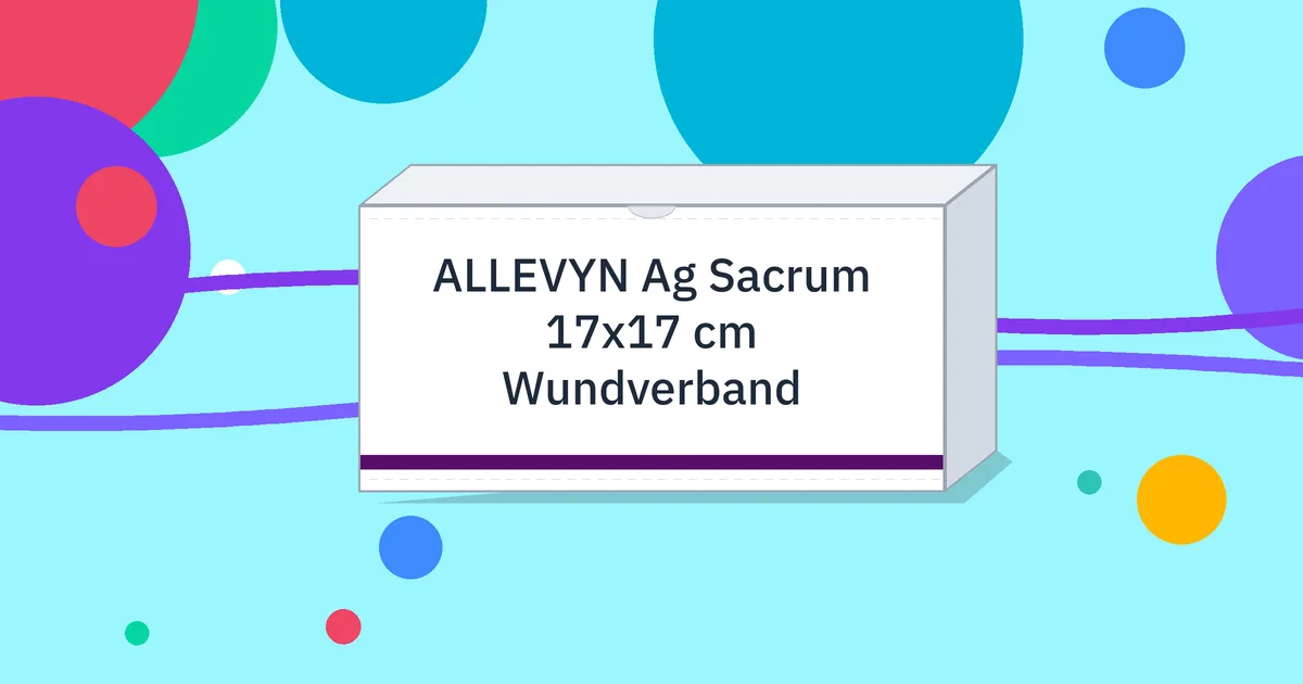 Symbolbild: Packung mit der Aufschrift ALLEVYN Ag Sacrum 17x17 cm Wundverband (PZN 03706634) – Verfügbarkeit und Bezug in Apotheken in Frankfurt am Main